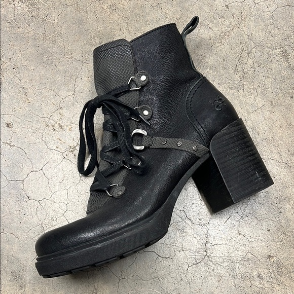 OTBT | Shoes | Otbt Black Lace Up Boots With Chunky Heel | Poshmark